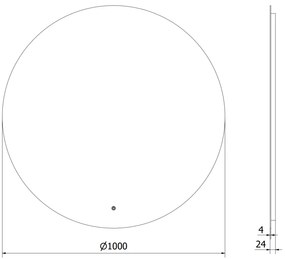 Mexen Erg, kulaté LED podsvícené koupelnové zrcadlo 100 cm, 6000K, topná podložka proti zamlžování, 9823-100-100-611-00