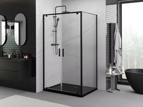 Mexen Exo, výklopná sprchová kabina, dveře 110 cm + boční stěna 85 cm, transparentní sklo, černá, 8182-110-085-70-00