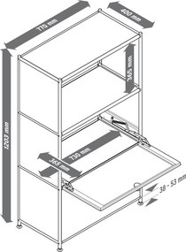 Tchibo - Kovový regál CN3 se 2 výklopnými dvířky - barva: bílá