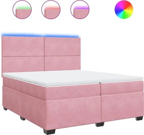 Box spring postel s matrací růžová 200x200 cm samet 3293301