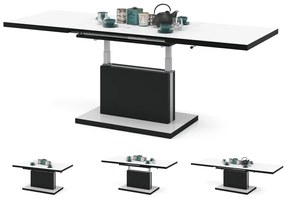 Mazzoni PRESTIGE ASTON bílý černý, rozkládací, zvedací konferenční stůl, stolek, černobílý