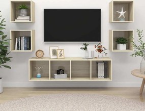 vidaXL 5dílný set TV skříněk kompozitní dřevo [3079621] Barva: bílá a dub sonoma