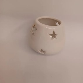 Svícen na čajové svíčky 9,4 × 9,4 × 7,7 cm, bílá, keramický
