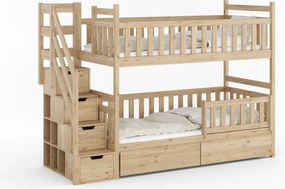 Rkids | Patrová postel se schůdky Rino Bezbarvý lak