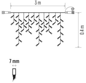 Emos Profi LED rampouchy WW/blikající 3m IP44 černý