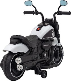 Ramiz Elektrická motorka Chopper FASTER pro děti bílá + FM rádio + audio panel + LED