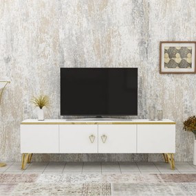 LARISA TV stolek na nožičkách, bílá / zlatá