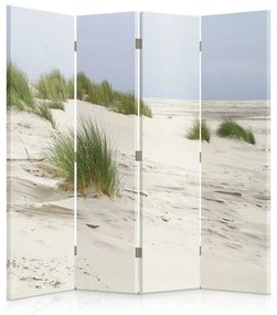 Ozdobný paraván Plážové duny tráva - 145x170 cm, čtyřdílný, obustranný paraván 360°