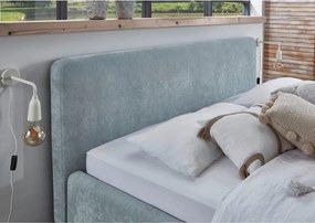 Světle modrá čalouněná dvoulůžková postel s roštem 180x200 cm Mattis – Meise Möbel