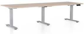 Výškově nastavitelný stůl OfficeTech Long, 240 x 80 cm, šedá podnož, dub
