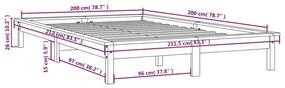 Rám postele černý 200 x 200 cm masivní borovice,  820565