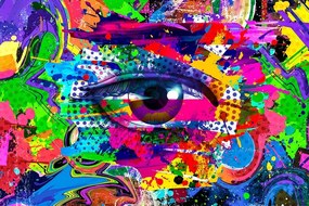 Samolepící tapeta lidské oko v pop-art stylu - 375x250 cm