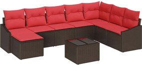 Set pohovek 9 ks Hnědá polyratan 3346854