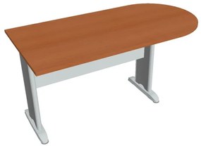 Stůl jednací oblouk 160 cm - Hobis Cross CP 1600 1 Dekor stolové desky: třešeň, Dekor lamino podnože: šedá, Barva nohou: Stříbrná