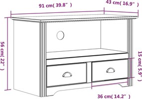 vidaXL TV stolek se 2 zásuvkami BODO 91x43x56cm masivní borovice [355074] Barva: Bílá