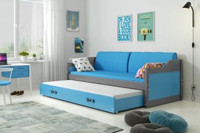 BMS Group Dětská postel s výsuvnou přistýlkou DAVID grafit Velikost postele: 190x80 cm, Barva výplní: Modrá
