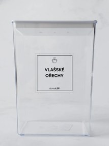 VLAŠSKÉ OŘECHY – průhledná samolepka na dózu, tučné písmo, 5 x 5 cm | DomaLEP