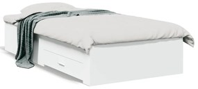 Rám postele se zásuvkami bílý 90 x 200 cm kompozitní dřevo
