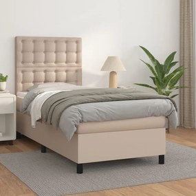 Box spring postel s matrací cappuccino 80 x 200 cm umělá kůže