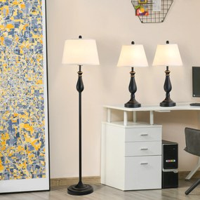 HOMCOM Sada lamp, 1 stojací a 2 stolní, černo-bílé B31-183