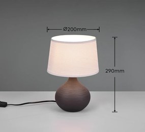 Tmavě hnědá stolní lampa z keramiky a tkaniny Reality Martin, výška 29 cm