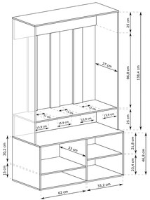 Předsíňová stěna SPOT | 100 cm | se zrcadlem | grafit