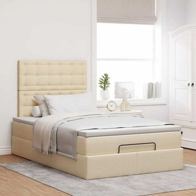 Osmanský rám postele s matrací krémově 120x200cm textil 3313318