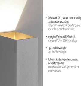 PN 9467-15 BLOCK LED venkovní nástěnné svítidlo šedá IP54 3000K - PAUL NEUHAUS