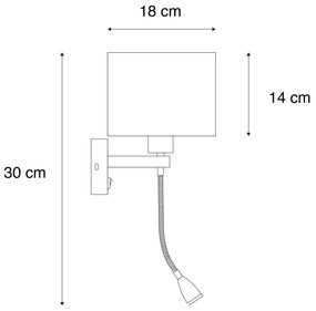 Nástěnná lampa černá s taupe sametovým stínítkem 18 cm - Brescia Combi