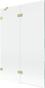 Mexen Lunar, 2-křídlová vanová zástěna levá 120 x 150 cm, čiré sklo, zlatá matná, 897-120-100-55-00-L