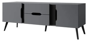 Moderní TV skříňka Motez 2D2S, Barva dřeva: šedá / šedá + černá