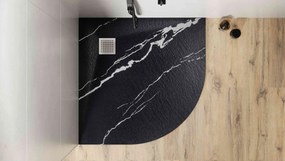 Besco Čtvrtkruhová sprchová vanička z SMC kompozitu VEXO MARBLE BLACK HR 90x90 Rozměry (cm): 90x90