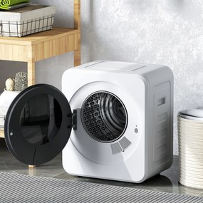 HOMCOM Sušička prádla s odsáváním vzduchu, sušička prádla s předním plněním a bubnem z nerezové oceli, příkon 800 W, kompaktní, volně stojící, bílá