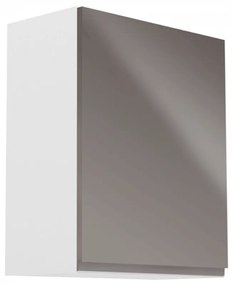 Horní skříňka, bílá / šedý extra vysoký lesk, pravá, AURORA G601F