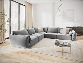 Světle šedá sametová rohová pohovka Vanda – Mazzini Sofas