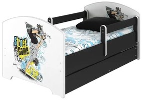 Dětská postel Oskar Skate 140x70 cm - Venge - 1x krátká + 1x dlouhá zábrana bez šuplíku