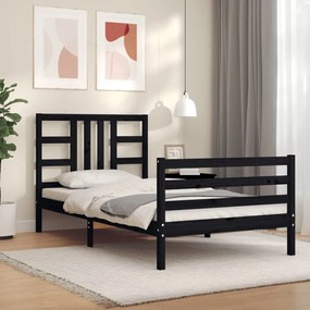 vidaXL Rám postele s čelem 90 x 200 cm masivní dřevo [3193908] Barva: Černá