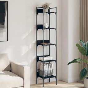 Knihovna s 5 policemi černá 35 x 30 x 174 cm kompozitní dřevo - Default Title