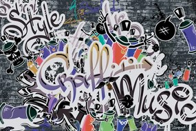 Tapeta trendy fialová graffiti stěna