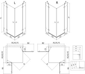 Mexen Lunar Duo, výklopný sprchový kout 115 x 85 cm, 8mm čiré sklo, chromový profil, 834-115L-085P-01-00