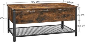 VASAGLE Konferenční stolek s úložným prostorem 100 x 47 x 55 cm