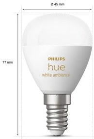 LED Stmívatelná žárovka Philips Hue WHITE AMBIANCE P45 E14/5,1W/230V 2200-6500K