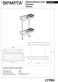 Bemeta Design CYTRO: Polička, do sprchy, dvojitá, lesk -