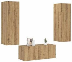 Nástěnné TV skříňky 3 ks dub artisan kompozitní 3328964