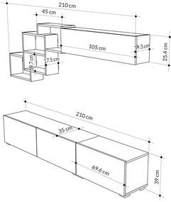 Moderní TV stěna Houseland Free du safírový/bílá