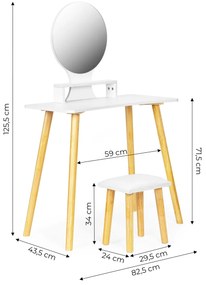 Kosmetický toaletní stolek s taburetem Elegant bílý