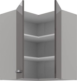 GREY gr | horní kuchyňská skříňka 60x60 GN-72 2F (90°) rohová s policemi | 60x60 cm | světle šedá/tmavě šedá lesk