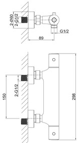 Sapho Sapho, KIMURA nástěnná sprchová termostatická baterie, chrom, KU211