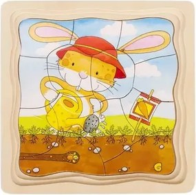 GOKI Vývojové dřevěné puzzle Zeleninový záhon / od 3 let