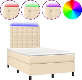 Box spring postel s matrací a LED krémová 120x190 cm textil 3270230